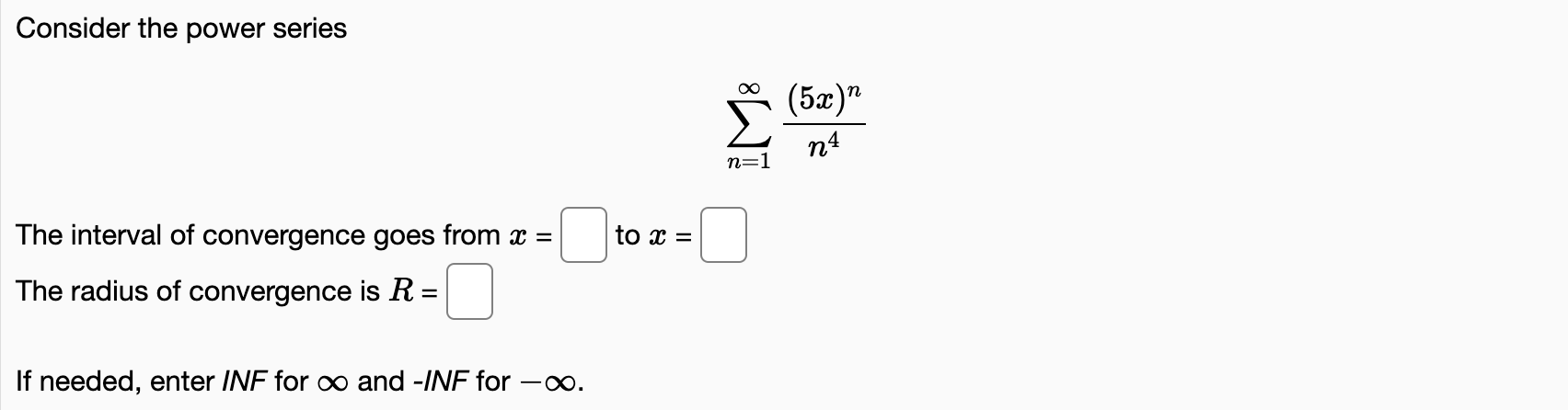 Solved Consider the power series The interval of convergence | Chegg.com