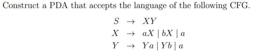Solved Construct A Pda That Accepts The Language Of The