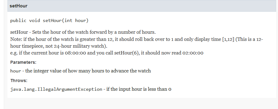 Solved setHour public void setHour(int hour) setHour - Sets | Chegg.com