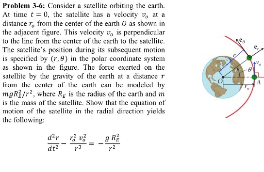 Solved Problem 3-6: Consider a satellite orbiting the earth | Chegg.com