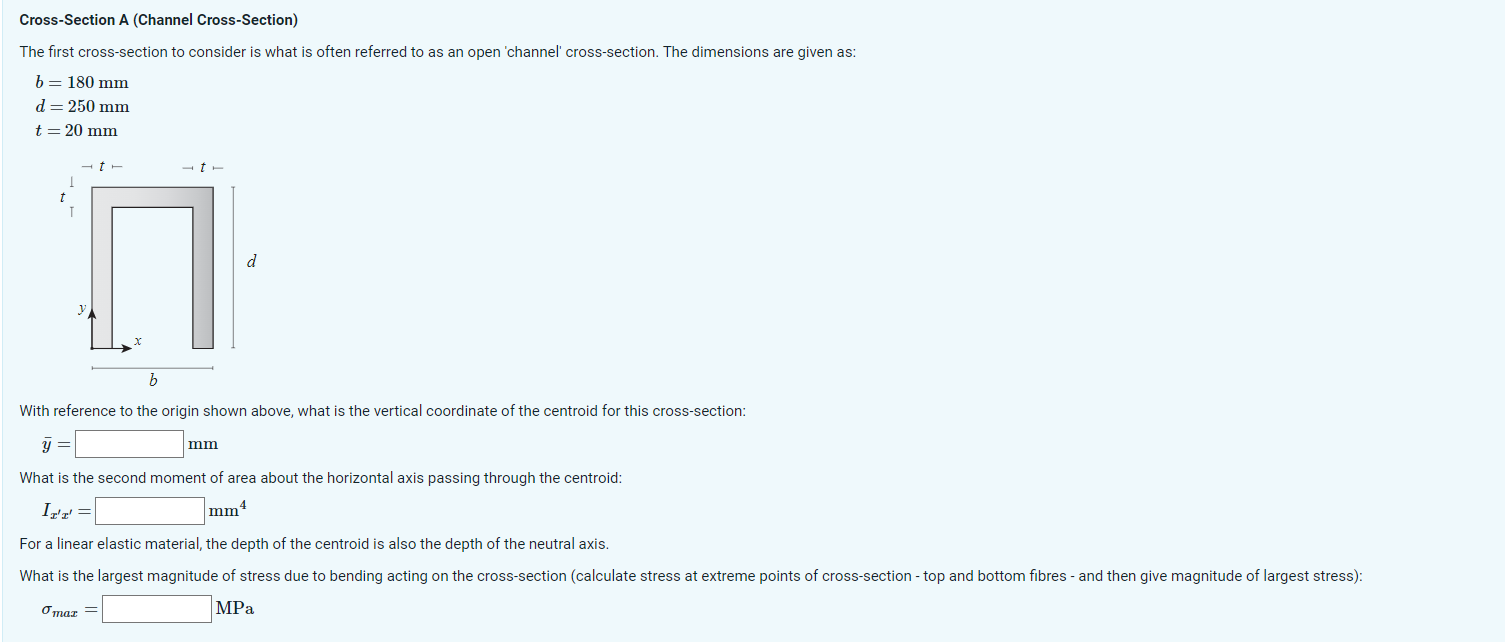 Solved Cross-Section A (Channel Cross-Section) The first | Chegg.com