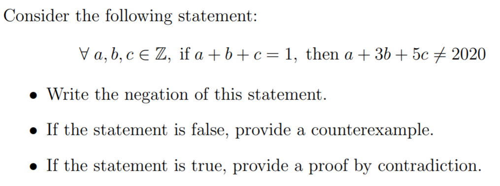 Solved Consider the following statement: Va,b,c e Z, if a | Chegg.com