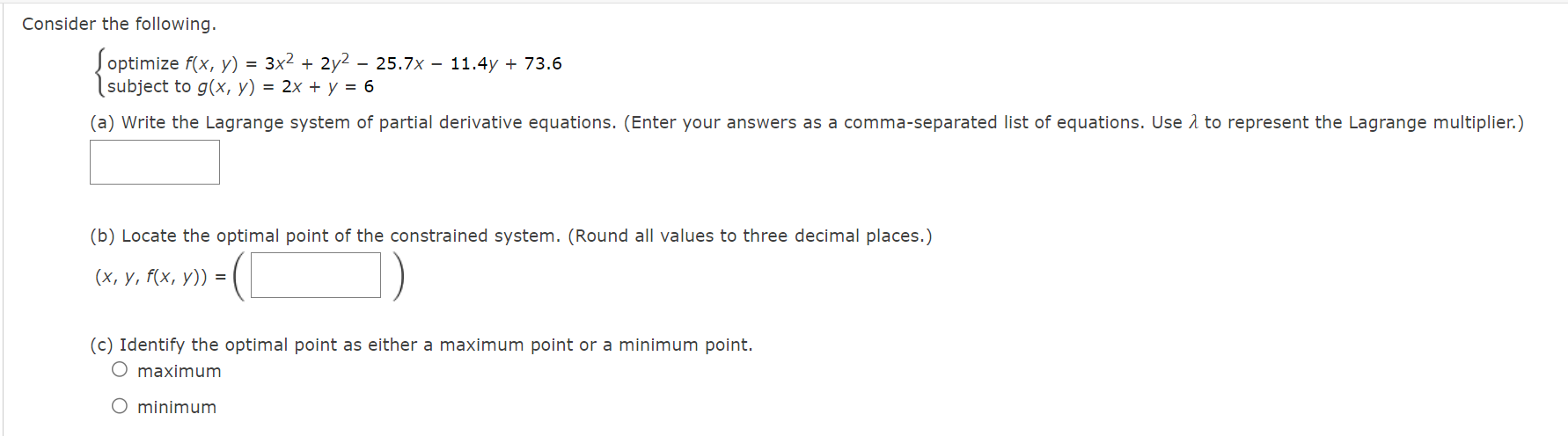 Solved nsider the following. { optimize | Chegg.com