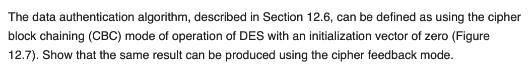 The Data Authentication Algorithm Described In