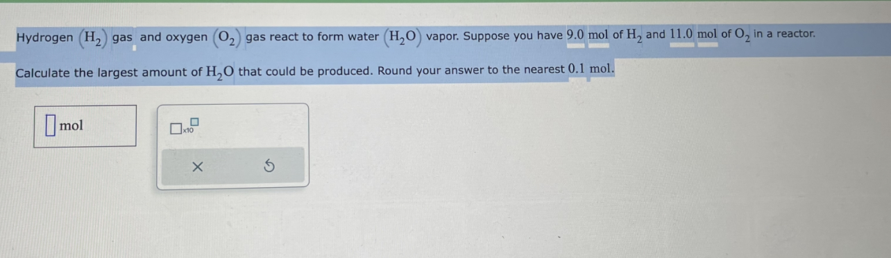 Solved Hydrogen (H2) gas and oxygen (O2) gas react to form | Chegg.com