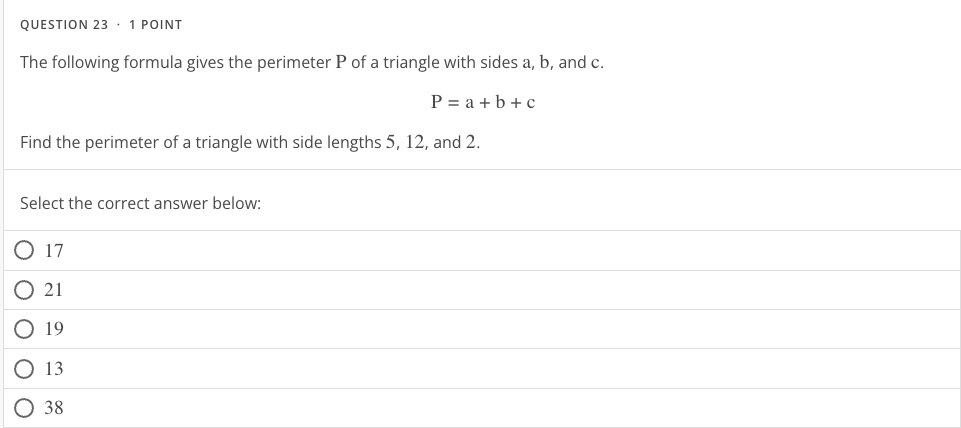 Solved QUESTION 23 - 1 POINTThe following formula gives the | Chegg.com Solved QUESTION 23 - 1 POINTThe following formula gives the | Chegg.com