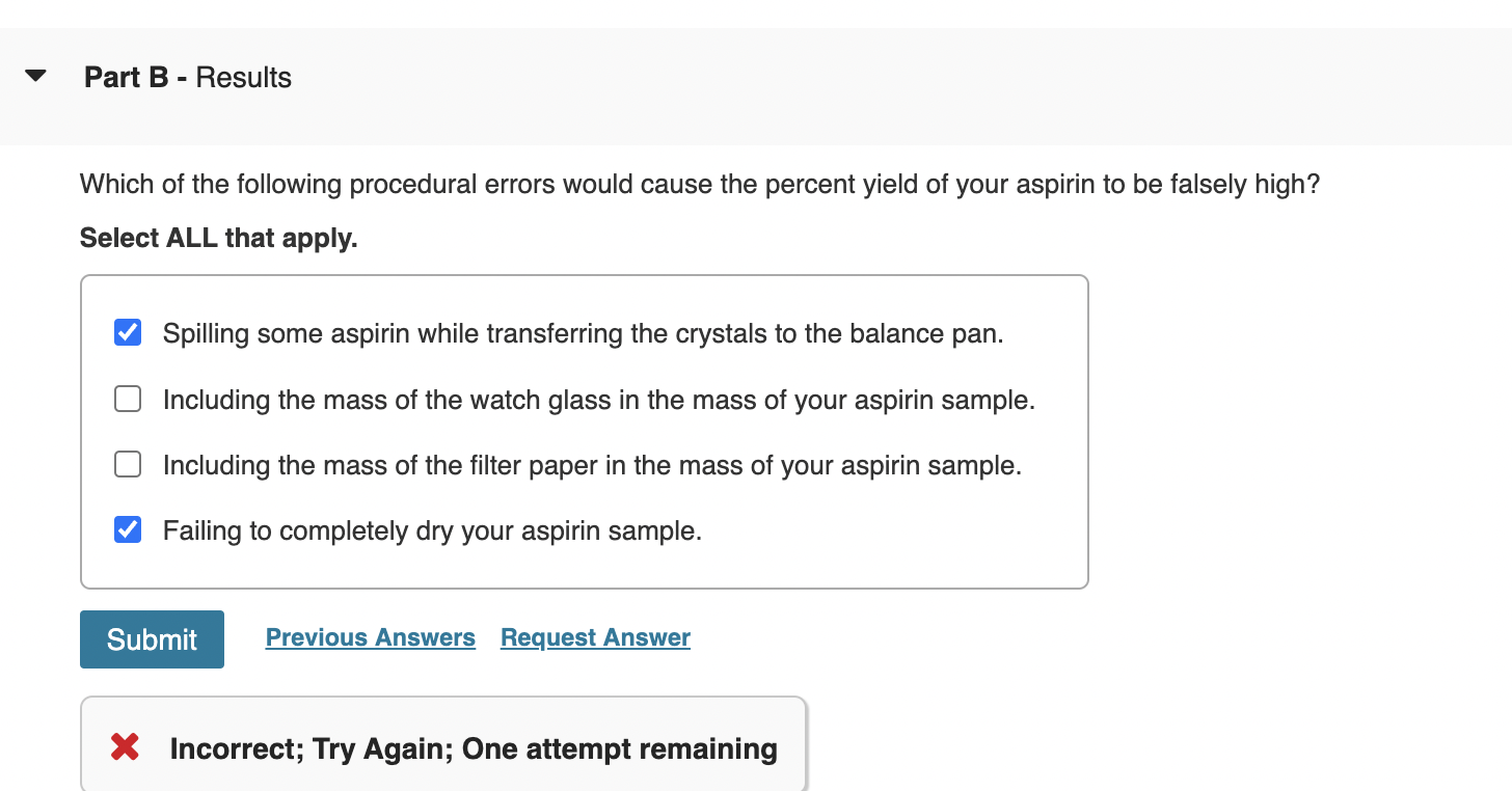 Solved Which of the following procedural errors would cause | Chegg.com