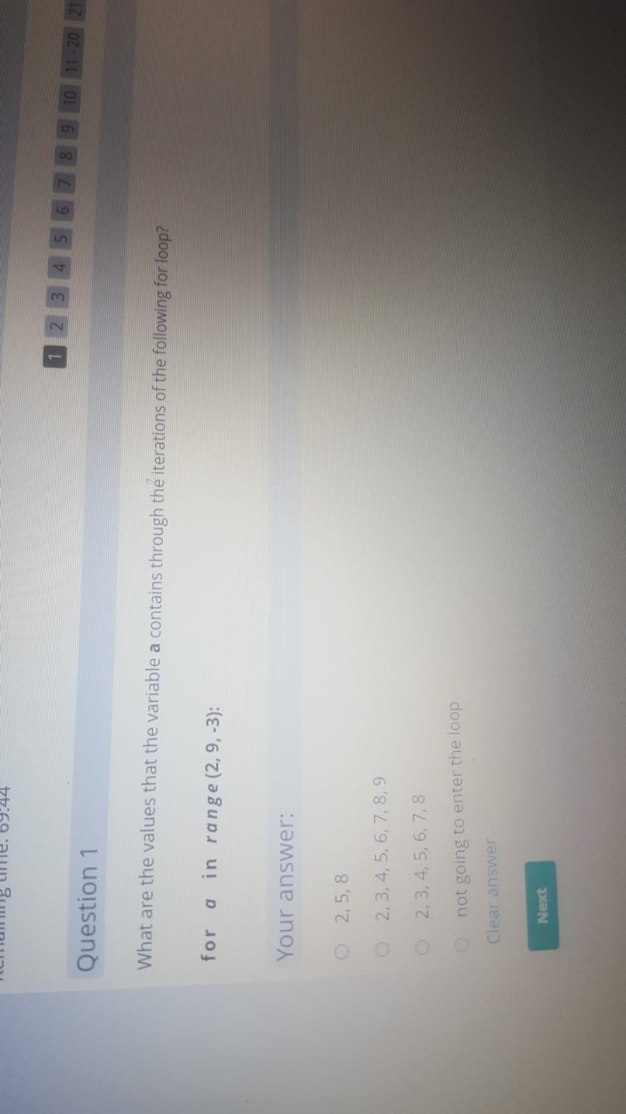 Solved 44 1 2 3 -20 21 Question 1 What are the values that | Chegg.com