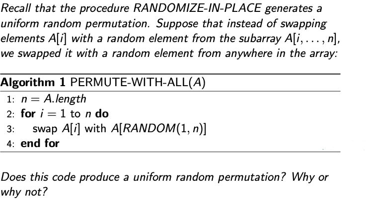 Solved Recall that the procedure RANDOMIZE-IN-PLACE | Chegg.com