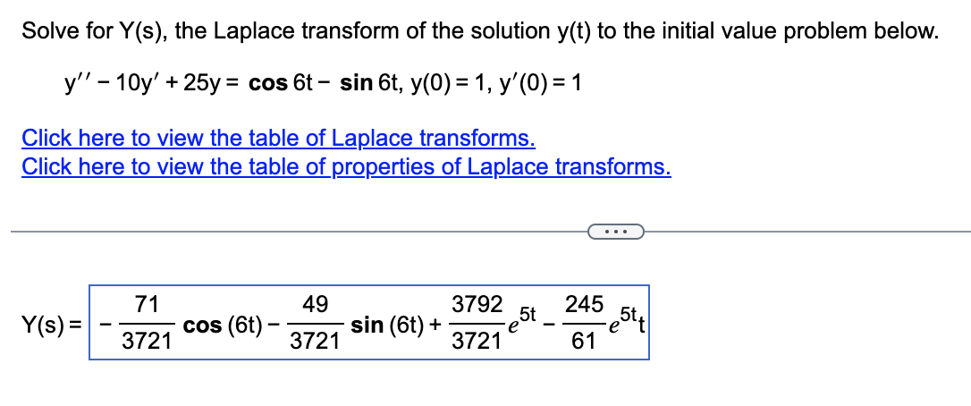 Solved Solve for Y(s), the Laplace transform of the solution | Chegg.com