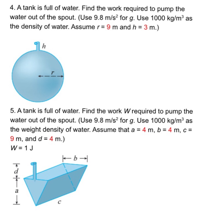 Solved A tank is full of water. Find the work required to | Chegg.com