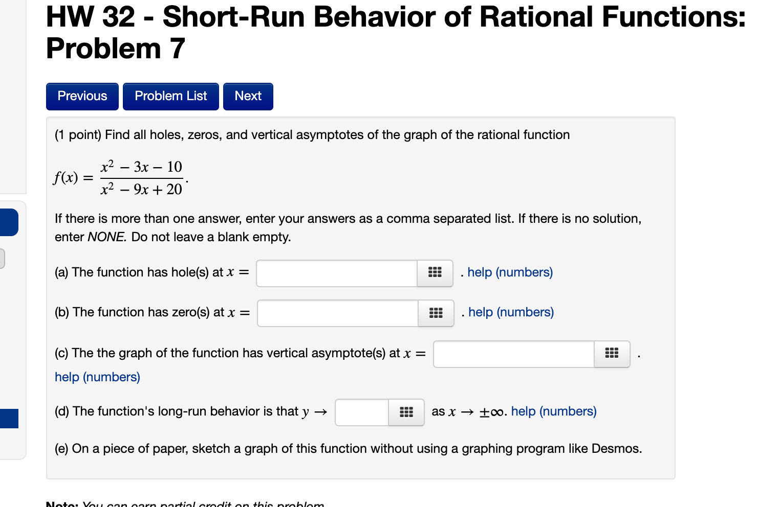 Solved HW 32 - Short-Run Behavior of Rational Functions: | Chegg.com