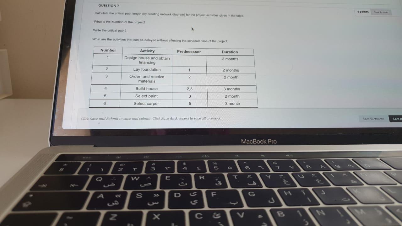 Solved QUESTION 7 4 points See Calculate the critical path | Chegg.com