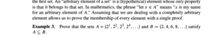 Solved the first set. An arbitrary element of a set is a | Chegg.com