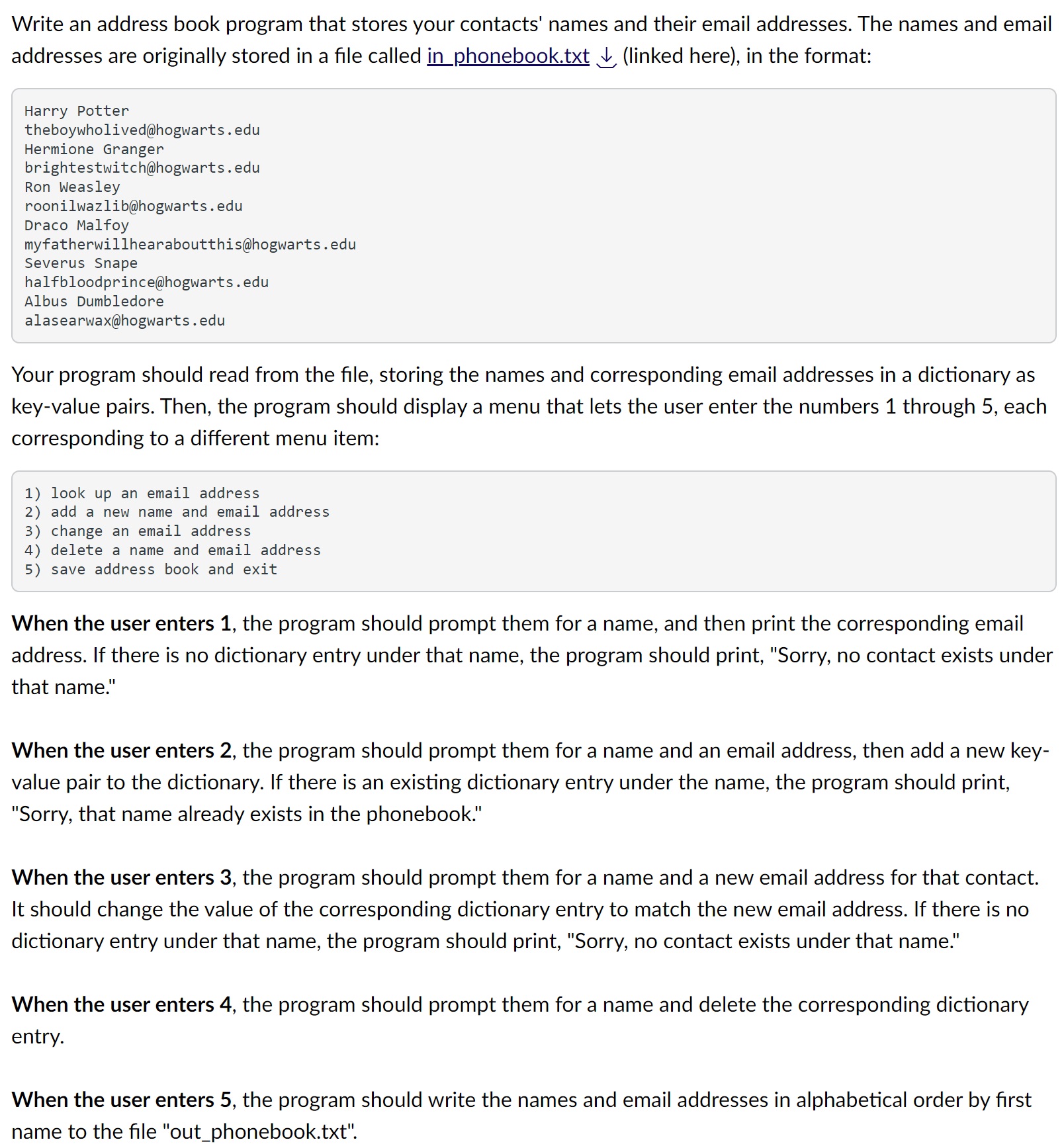 Solved write in python the program that should read from the | Chegg.com