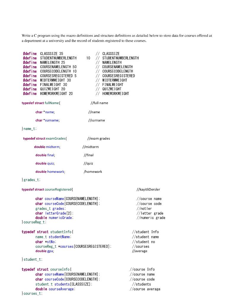 use c, not c ++, to solve and follow the terms | Chegg.com