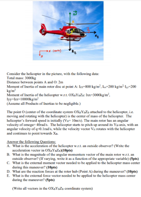 Solved 13 → (0) Consider the helicopter in the picture, with | Chegg.com