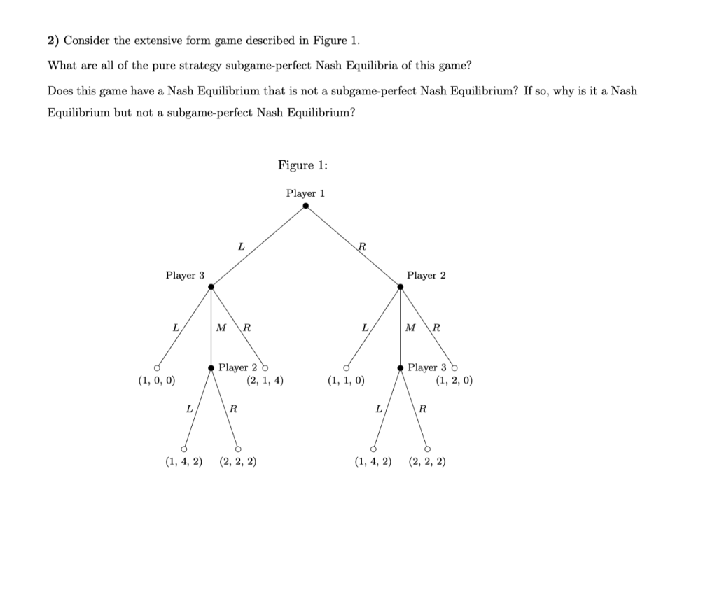 Solved 2) Consider the extensive form game described in | Chegg.com