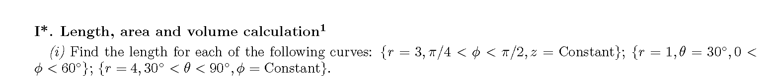 Solved I∗. Length, area and volume calculation 1 (i) Find | Chegg.com