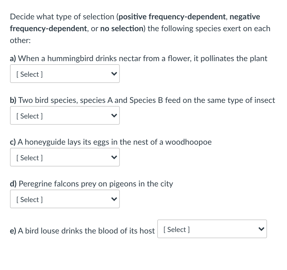 Solved Decide what type of selection (positive | Chegg.com