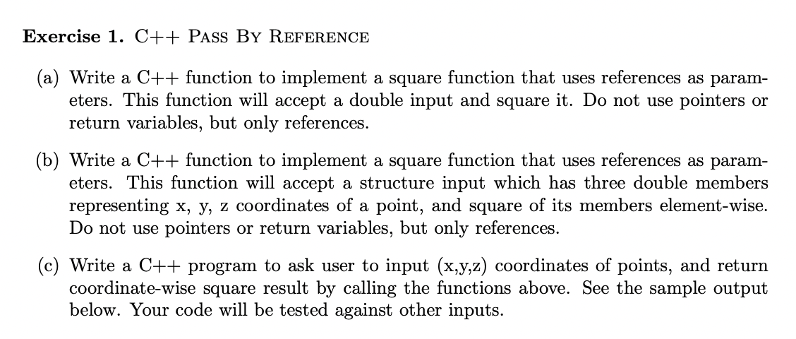 Solved Exercise 1 C Pass By Reference A Write A C