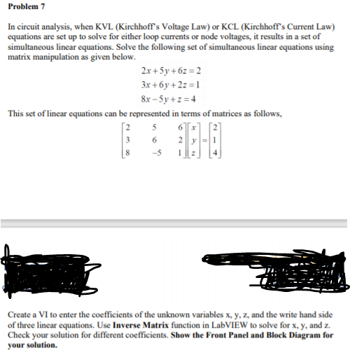 Solved Problem 7 In circuit analysis, when KVL (Kirchhoff's | Chegg.com
