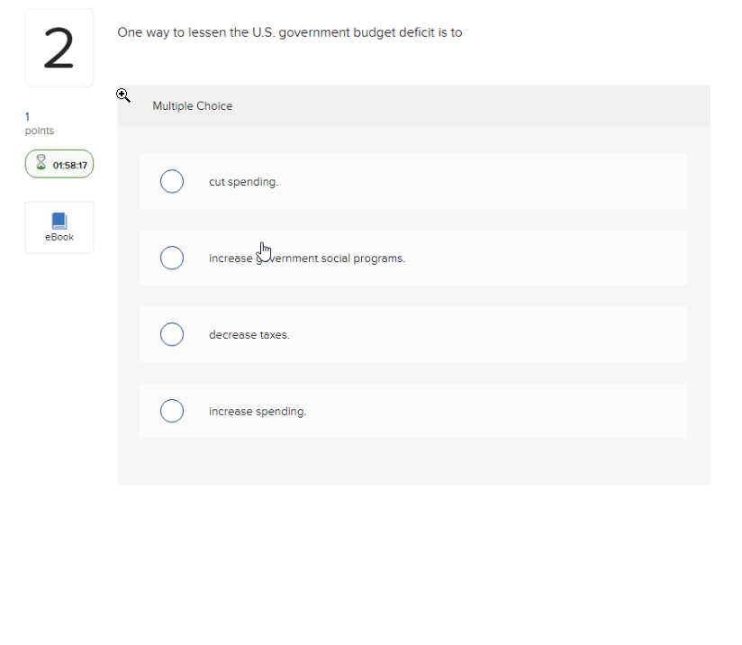 Solved One way to lessen the U.S. government budget deficit | Chegg.com
