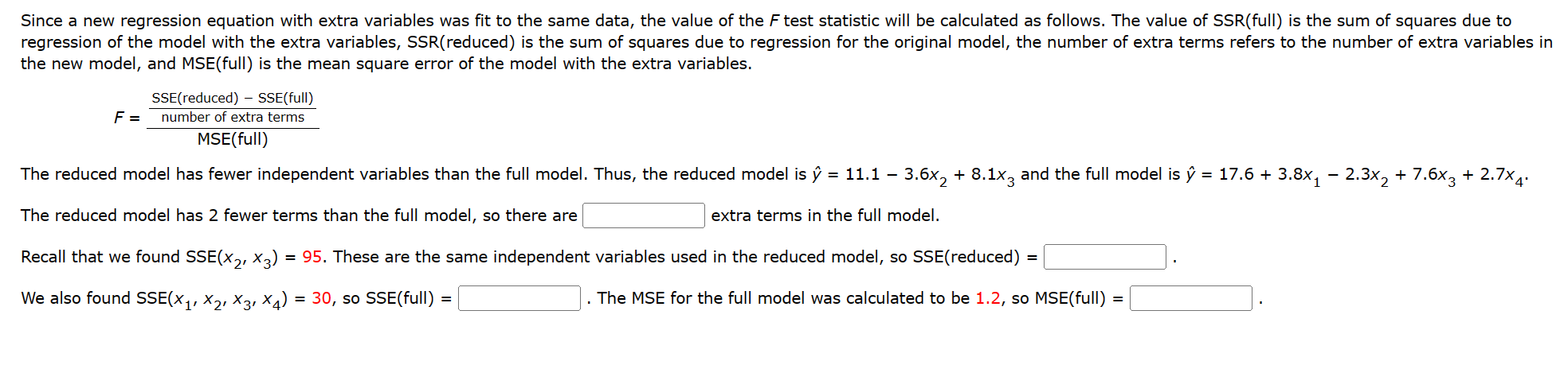 Solved the new model, and MSE(full) is the mean square error | Chegg.com