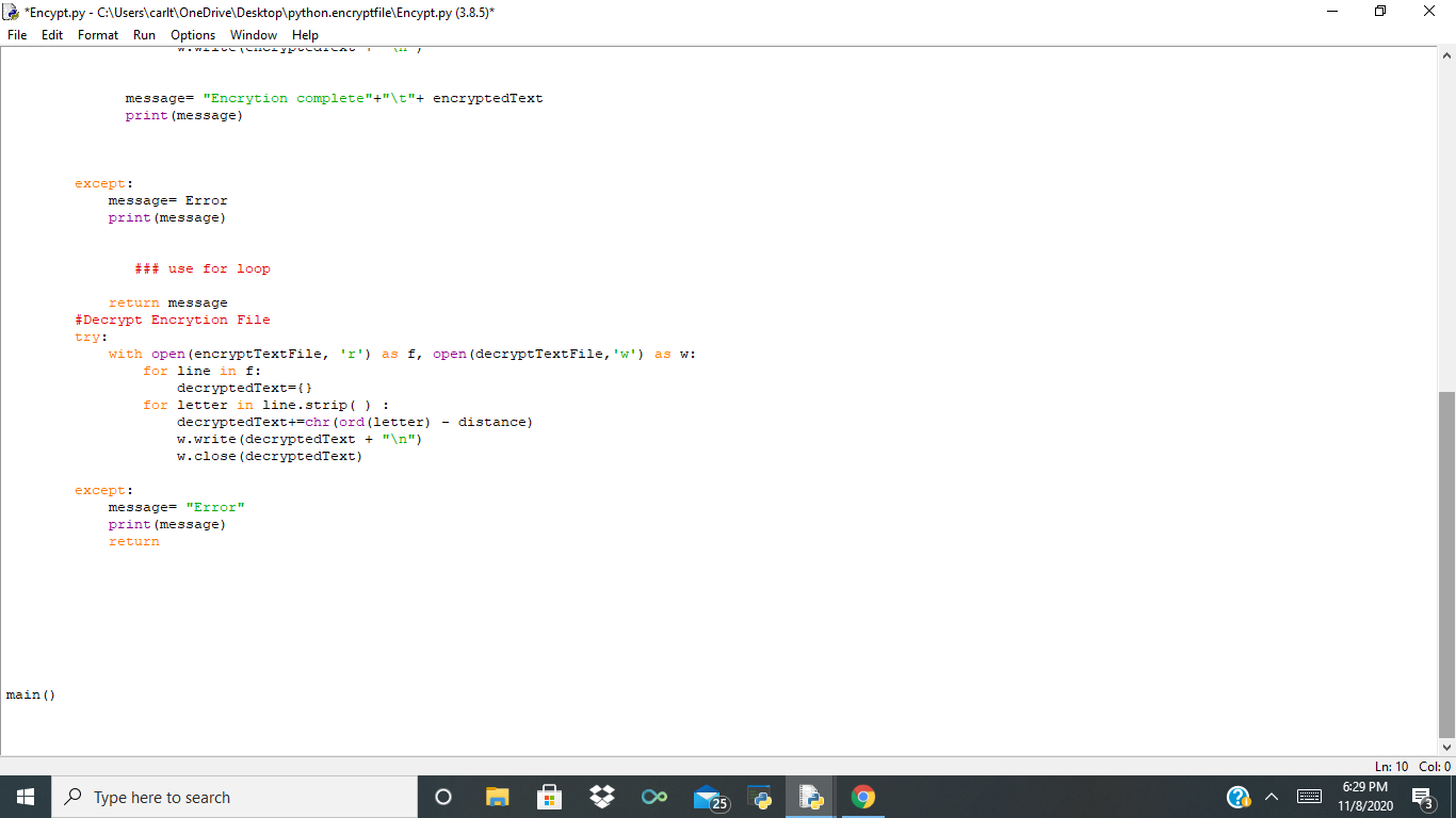 - x Te *Encypt.py - C:\Users\carlt | Chegg.com