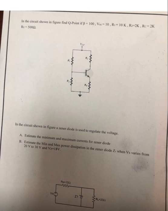 Solved In the circuit shown in figure find Q-Point ifa-100 , | Chegg.com