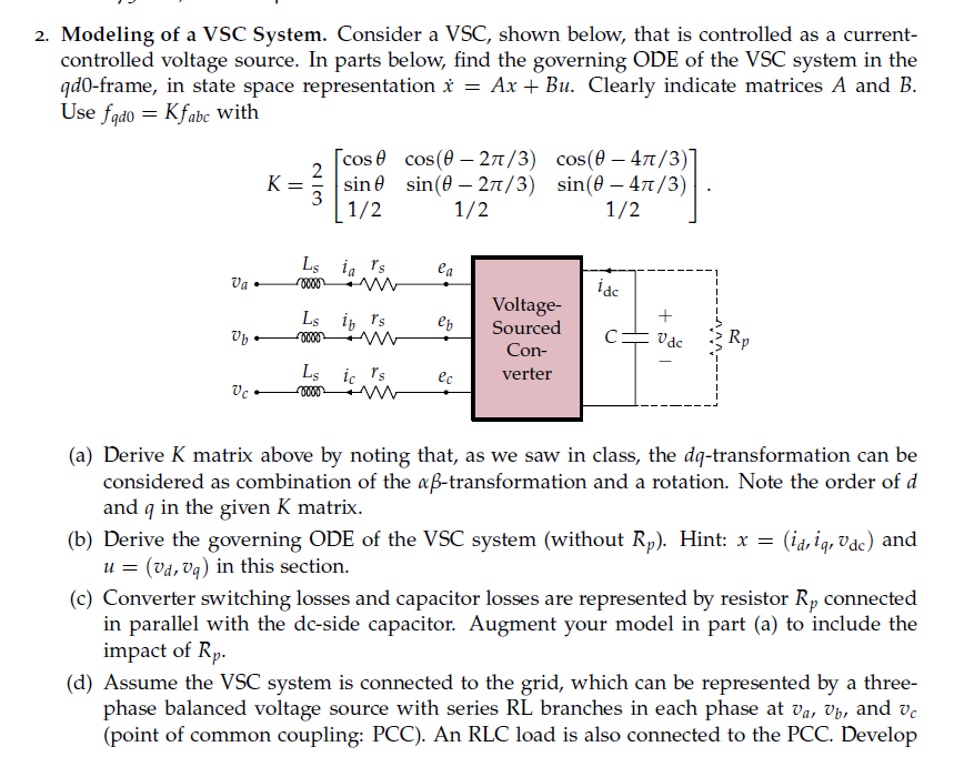 2. Modeling of a VSC System. Consider a VSC, shown | Chegg.com