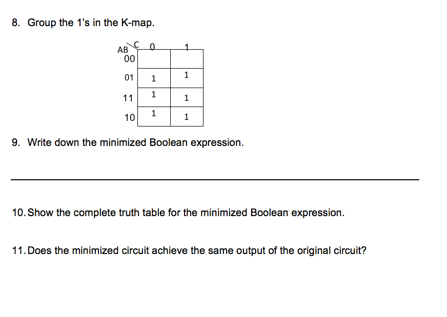 Solved 8 Group The 1s In The K Map Ab 0 1 00 01 1 1 11 1 4081