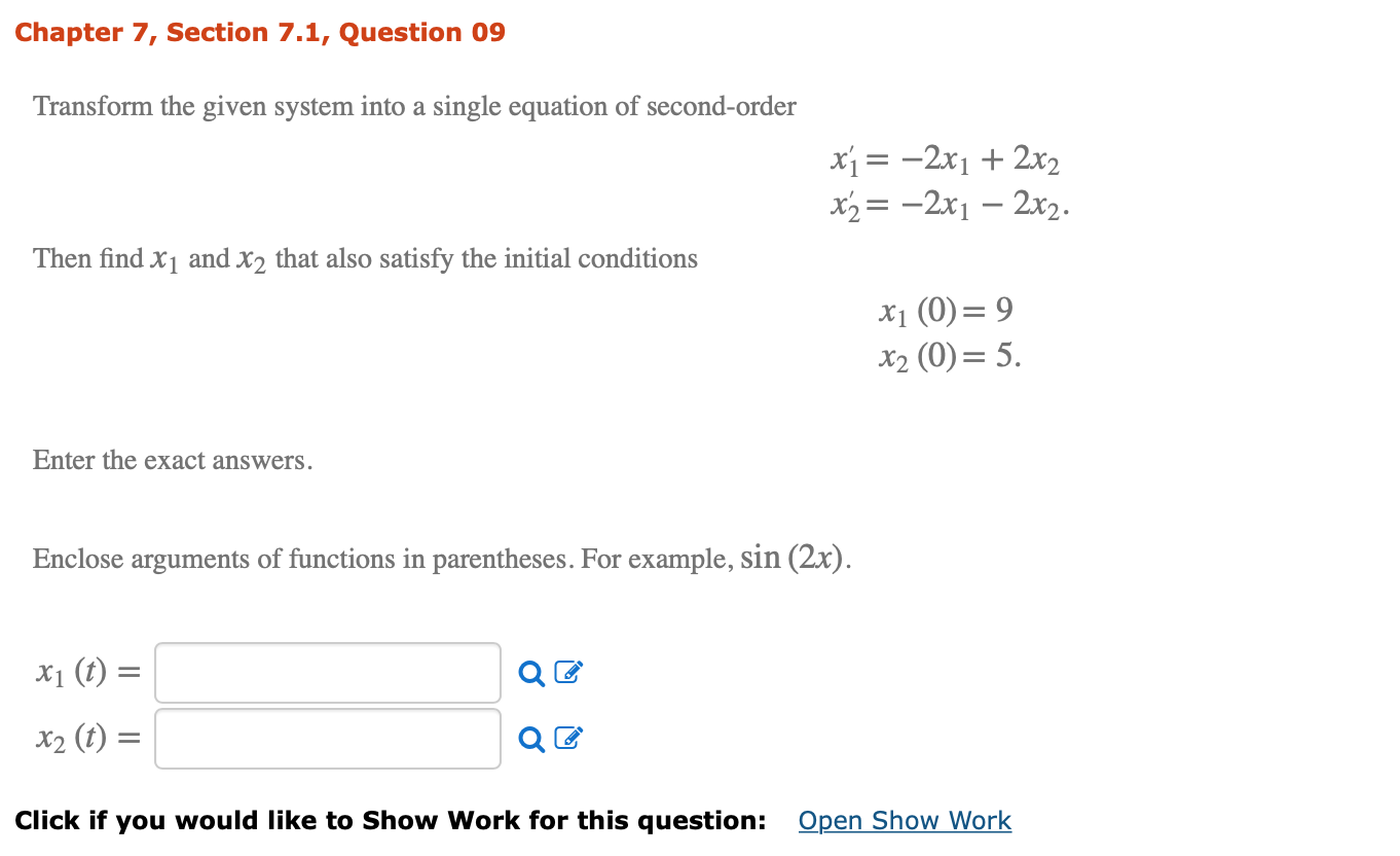 Solved Chapter 7, Section 7.1, Question 09 Transform the | Chegg.com