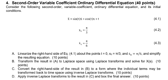 Solved 4. Second-Order Variable Coefficient Ordinary | Chegg.com