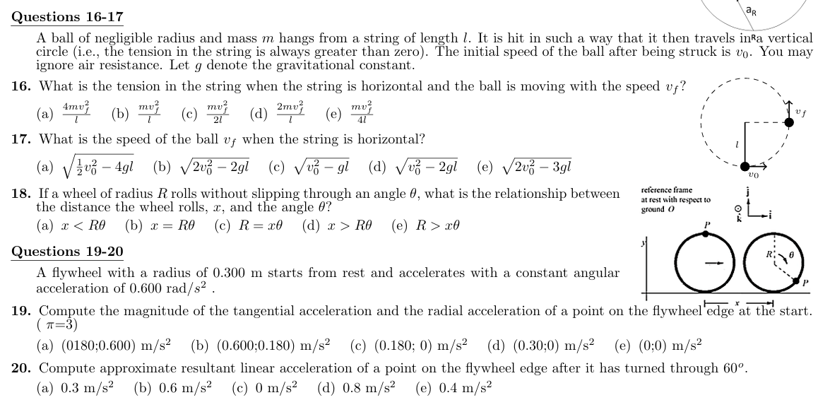 Solved Questions 16-17A ball of ﻿negligible radius and mass | Chegg.com