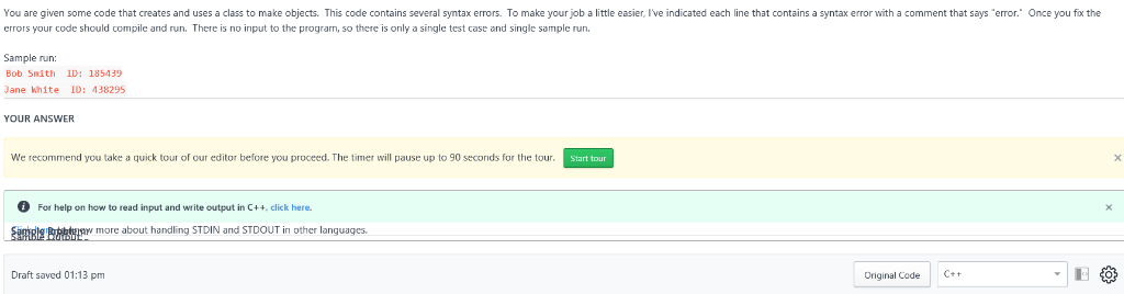 Solved #include using namespace std; class | Chegg.com