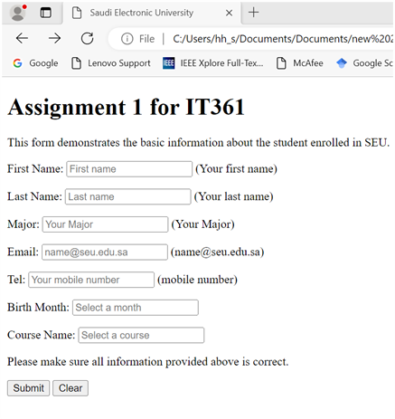 Solved Create an HTML5 document titled “Saudi Electronic | Chegg.com