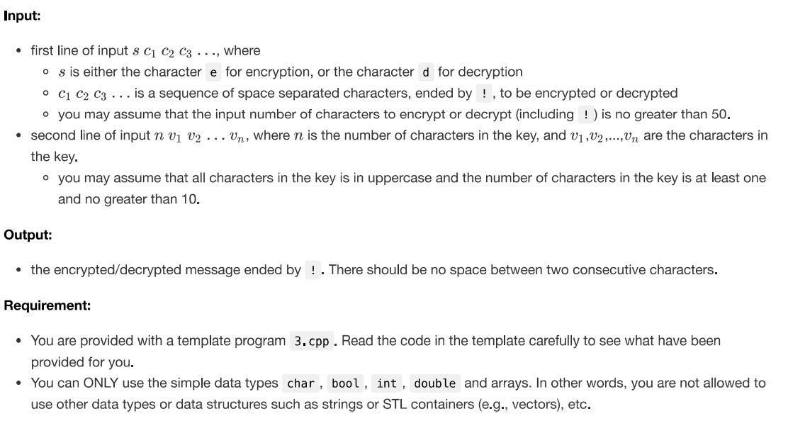 Solved Problem 3: Shift Cipher Write a C++ program which | Chegg.com