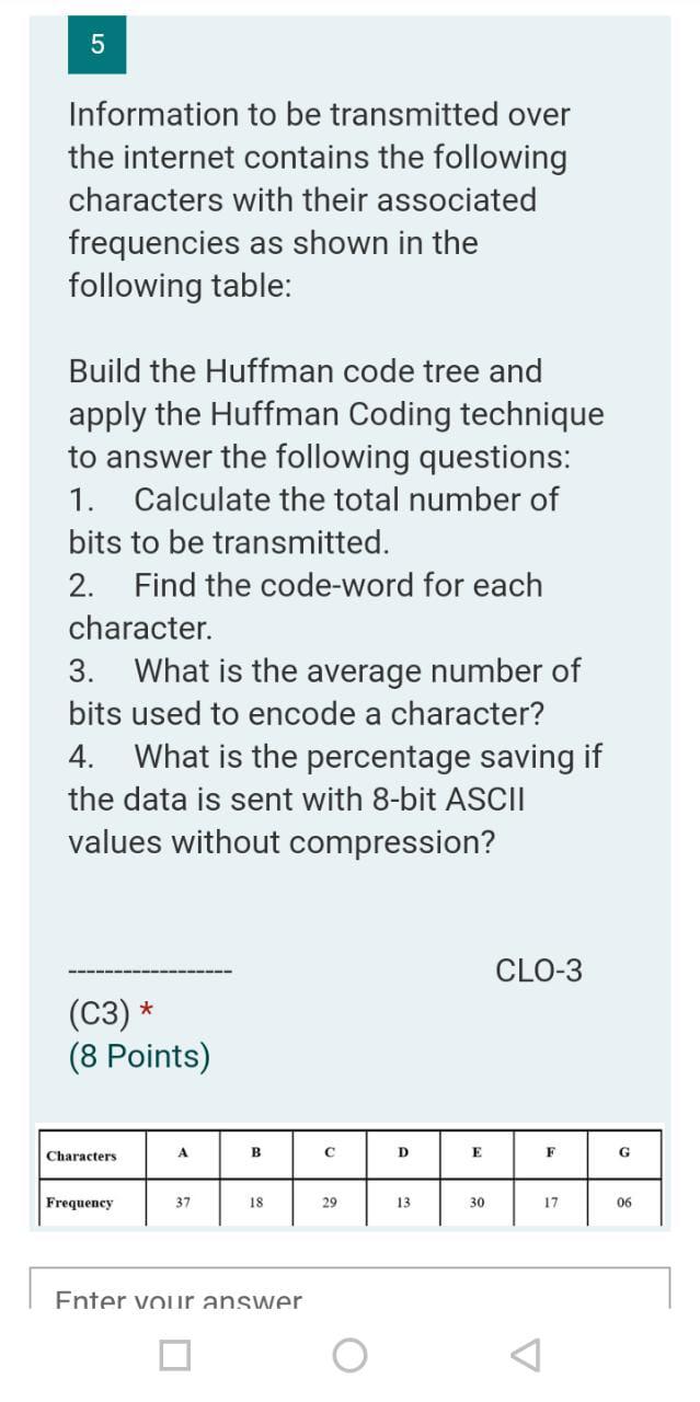 Solved 5 Information to be transmitted over the internet | Chegg.com