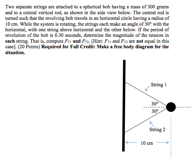 Solved Two separate strings are attached to a spherical bob | Chegg.com