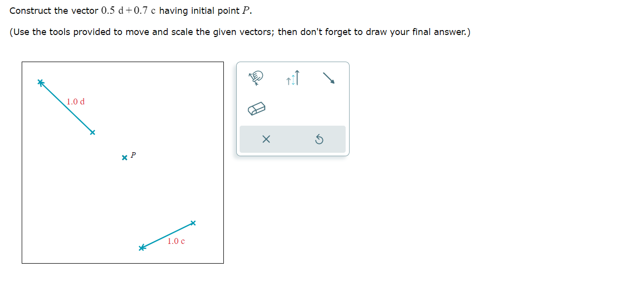 [Solved]: Construct the vector 0.5d+0.7c having initial po