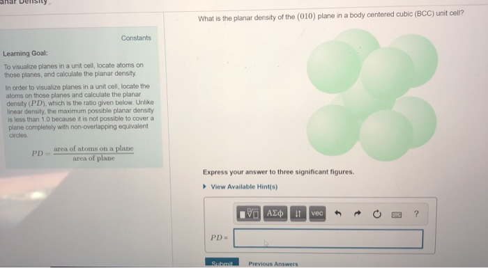 Solved anar Density What is the planar density of the (010) | Chegg.com