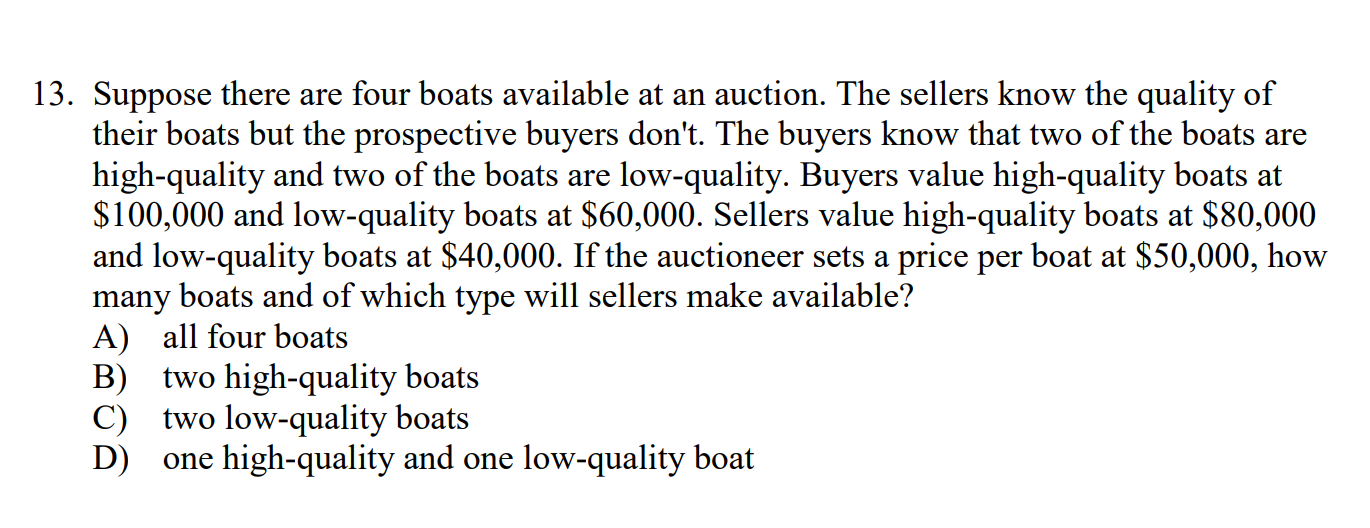 Solved 3. Suppose there are four boats available at an | Chegg.com