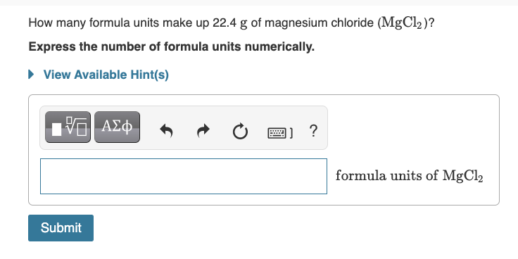 Solved How many formula units make up 22.4 g of magnesium | Chegg.com