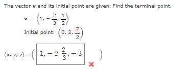 Solved The vector v and its initial point are given. Find | Chegg.com