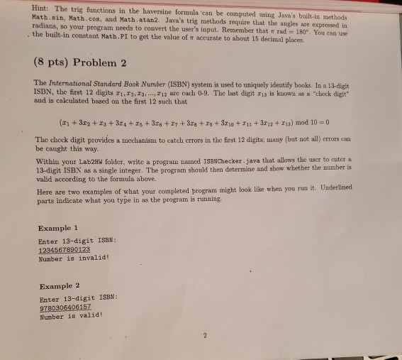 Solved Hint: The trig functions in the haversine formula | Chegg.com