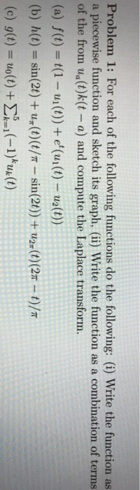 Solved Problem 1: For each of the following functions do the | Chegg.com