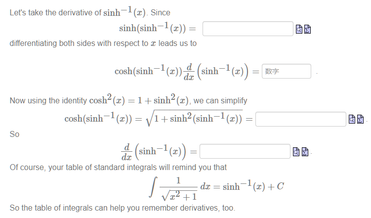 Solved Let's take the derivative of sinh−1(x). Since | Chegg.com