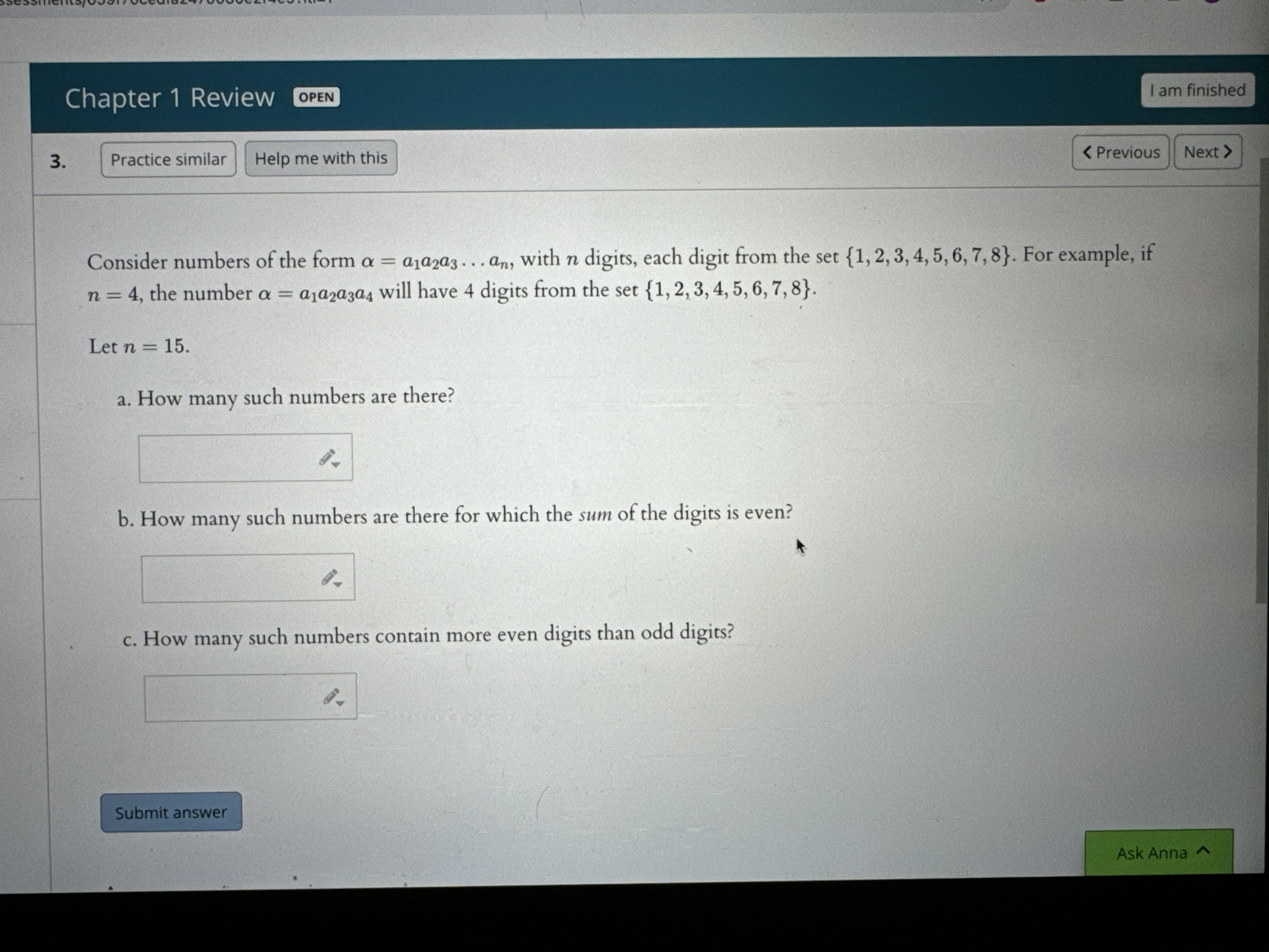 Solved Consider numbers of the form α=a1a2a3dotsan, ﻿with n | Chegg.com