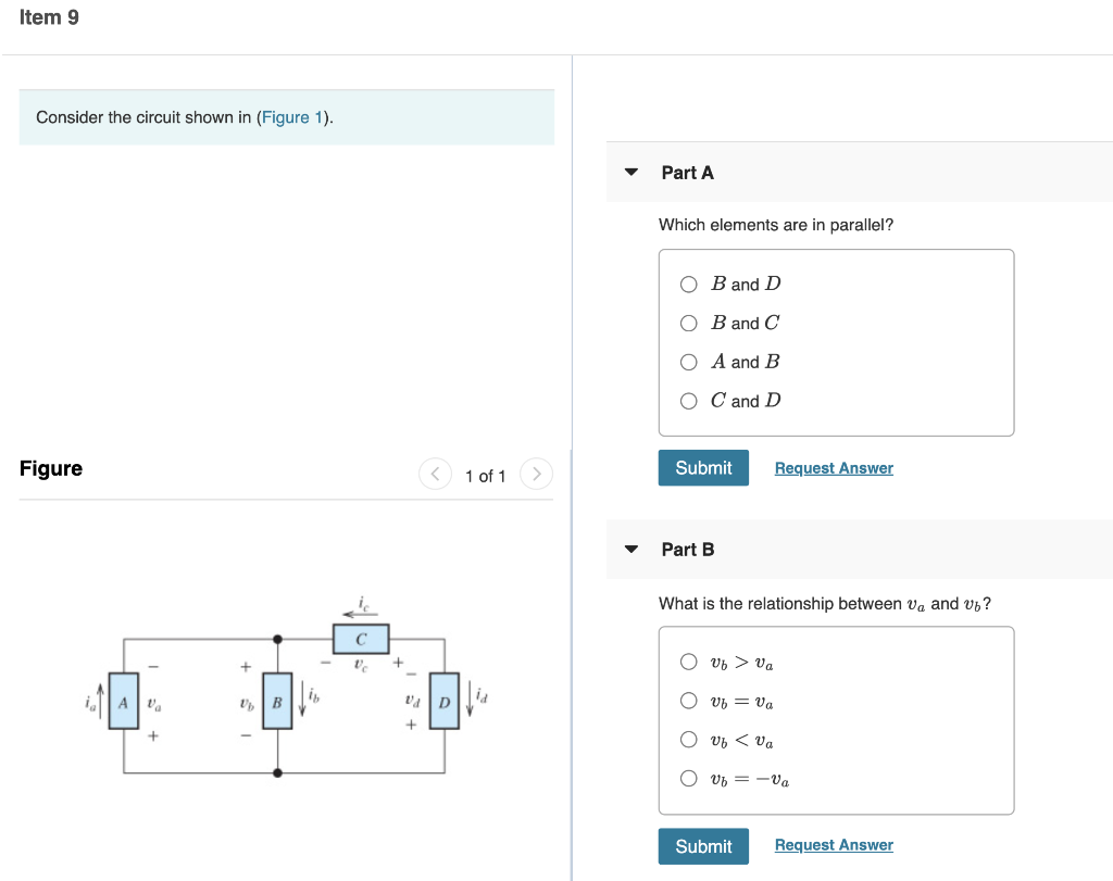 Solved Item 9 Consider the circuit shown in (Figure 1). Part | Chegg.com